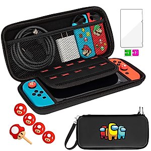 oqpa for Carrying Case for Nintendo Switch/ Switch OLED Travel Carry Cases for Girls Boys Kids Cute Kawaii Cartoon Character Anime Protective Hard Shell Cover Storage Bag, (BlackH)