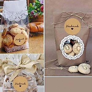 1.0x1.0Inch Labels Stickers,500 Pcs Natural Brown Kraft Stickers,Self-Adhesive Blank Stickers Handmade Baking Sticker Gift Tags Holiday Present Stickers (1x1Inch)