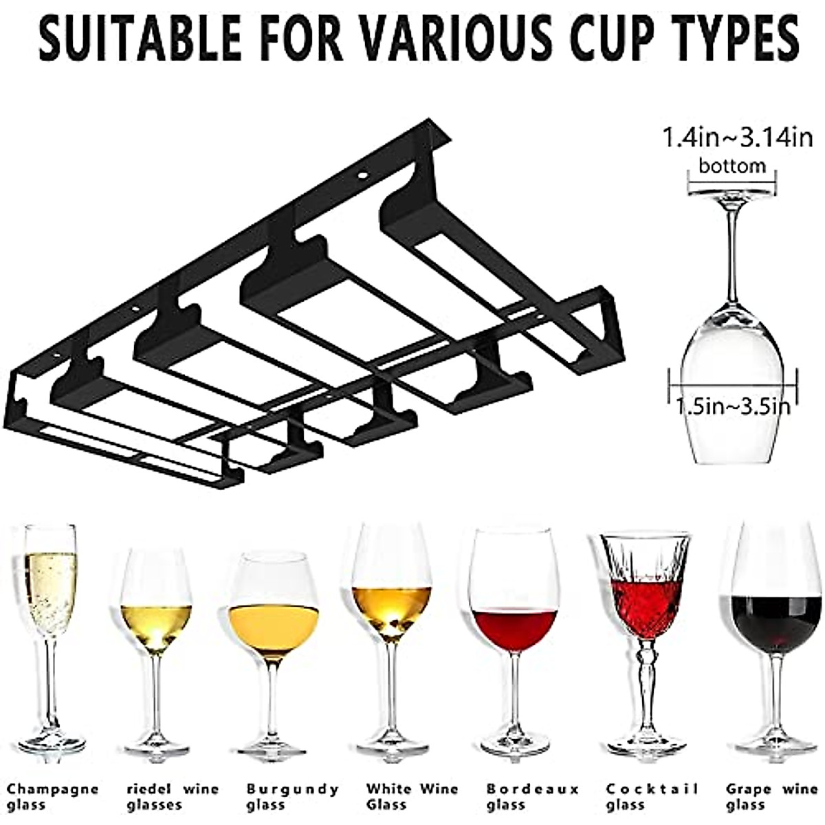 Household Wine Glass Rack, Wine Cabinet Goblet Rack, Wine Glass Rack, Wine Rack Hanging Rack 2 Packs