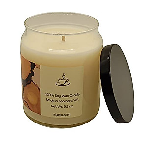 Fresh Brewed Coffee (Coffee, Sweet Cream) Scented 100% Soy Wax 9.5oz Single Wick Jar Candle | Made in The USA by Aly Inks