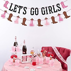 Let's Go Girls Banner Boot and Cowboy Hat Garland for Nashville Bachelorette Party Western Cowgirl Last Rodeo Last Hoedown Bachelorette Party Decorations