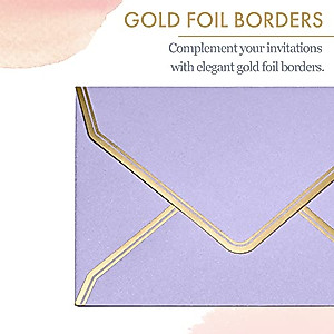Invitation Envelopes, 30-Pack 5x7 Envelopes for Invitations, Gold Foil Bordered Colored Envelopes, A7, 5 1/4 x 7 1/4 Inches, 6 Pastel Colors