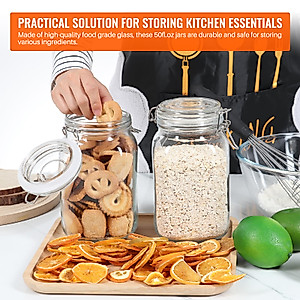 AuroTrends Glass Jars with Airtight Lid 50oz 4Pack, 1500ml Glass Canisters with Airtight Lids- Mason Jar with Clamp Lid for Pantry Storage (50 fl.oz, Set of 4)