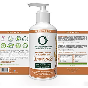 Sulfate Free Keratin, Castor Oil & Moroccan Argan Oil Shampoo | Moisturizing, Color Safe Shampoo for Dry, Oily, & Thinning Hair | Paraben-Free, No Sodium Lauryl Sulfate, Dry Scalp Repair