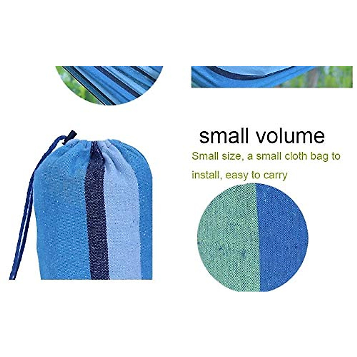 Double Brazilian Hammock 2 Person Canvas Cotton Fabric Hammock with Trees Strap for Patio Garden Balcony Porch Backyard Outdoor and Indoor