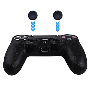 ROTOMOON Glitter Silicone Controller Skins for PS4 with 8 Thumb Grips, Sweat-Proof Anti-Slip Controller Cover Skin Protector Compatible with Playstation 4 Slim/Pro Controller…