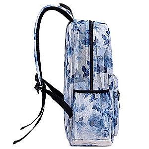 CAMTOP Mesh Backpack for Girls Kids Semi-Transparent See Through Sturdy Bookbag Casual Daypack for School Beach Swim Work Gym