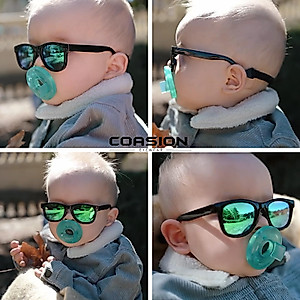 COASION Bendable Flexible Polarized Newborn Baby Sunglasses with Strap for Infant Boys Girls Age 0-12 Months (Matte Black/Gray)