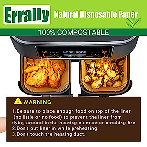 100pcs Air Fryer Disposable Paper Liner for Ninja Dual, Air Fryer Liners Rectangular Food-Grade Parchment Paper 8.6x 5.5 Inches, Ninja Dz201 Air Fryer Accessories Baking Paper(Rectangle)