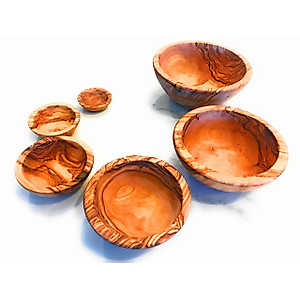 ORCHARD HARDWOODS Nesting Set of 6 Artisan Olive Wood Serving Bowls. Unique Handmade Decorative Serve-ware for Fruit, Salad, Snacks, Condiments, Any Food. Small Mini Bowl 2" to Large 5.5-6.5"