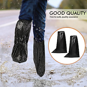 Disposable Shoe Covers Disposable Non Slip Plastic Boot Covers Long Waterproof Shoes Covers Safety Boot Shoe Covers 21.6 Inch Tall Shoe Coverings for Men Women Rainy Day Use (Black, 180 Pieces)
