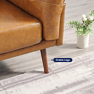 Faux Leather Loveseat Sofa, 57'' Brown Loveseat, Sofa for Small Spaces, 2 Seater Modern Sofa for Living Room, Small Couch for Bedroom,Apartment, Condo, Caramel