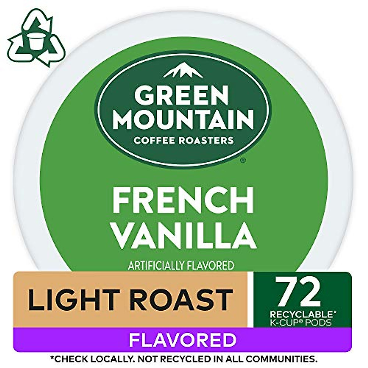 Green Mountain Coffee Roasters French Vanilla, Single-Serve Keurig K-Cup Pods, Flavored Light Roast Coffee, 72 Count