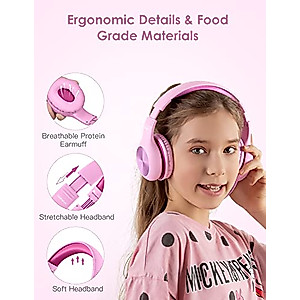 Nabevi Kids Headphones with Microphone, Over-Ear Headphones for Kids Boys Girls