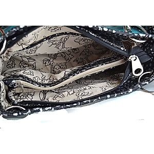 western rhinestone skull concho stitched handbag purse set (blue)