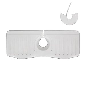 EastVita Kitchen Faucet Sink Splash Guard, Waterproof Silicone Faucet Drain Pad,Sink Draining Pad Behind Faucet,Kitchen Sink Accessories for Kitchen & Bathroom Countertop Protect,White