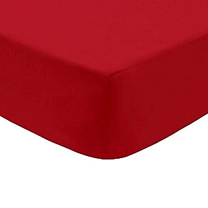 TL Care 100% Natural Cotton Percale Fitted Crib Sheet for Standard Crib and Toddler Mattresses, Red, 28 x 52, Soft Breathable, for Boys and Girls