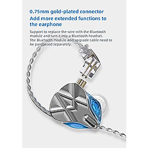 KZ ASF in-Ear Monitors, 5BA per Side HiFi Stereo Noise Isolating Sport IEM Wired Earphones/Earbuds/Headphones with Detachable Cable 2Pin 0.75mm (Without MIC, Silver&Blue)
