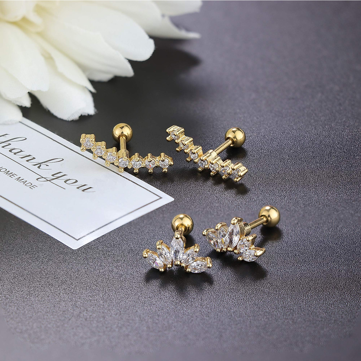 YADOCA Surgical Steel Cartilage Earrings for Women Men Cartilage Piercing Jewelry Stainless Steel Tragus Earrings Gold Cartilage Earring Sets for Multiple Piercing Conch Helix Tragus Piercing Jewelry