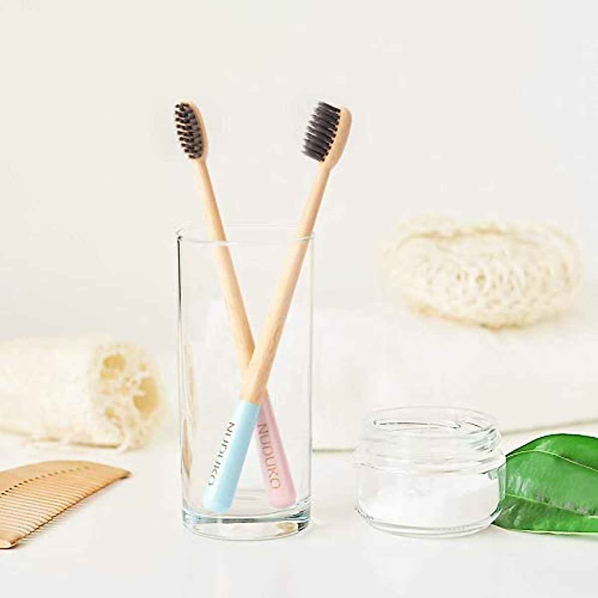 Biodegradable Bamboo Toothbrush, Natural Charcoal toothbrushes Soft Bristle Toothbrush Eco-Friendly Sustainable Toothbrush BPA Free Organic Compostable Travel Toothbrushes Wooden toothbrushes, 6 Pack