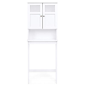 Best Choice Products Wooden Over-The-Toilet Space Saving Cabinet Shelf Tower Rack for Linens, Toiletry, White
