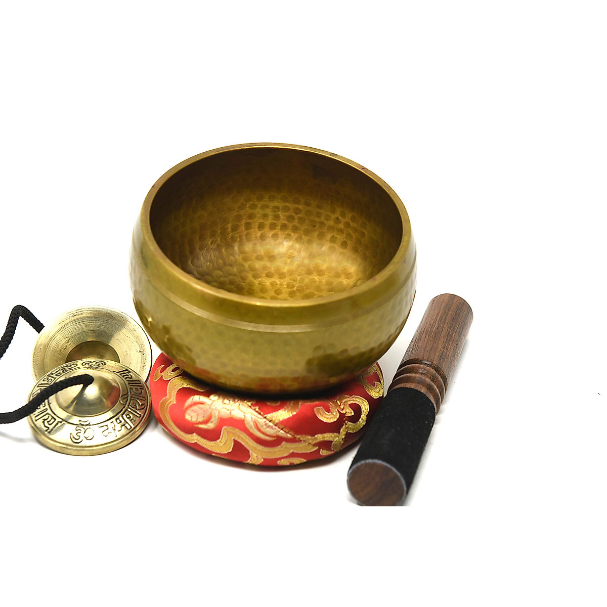 7" Energetic Chakra Healing Yoga Hand Hammered Tibetan Singing Bowl- Including Tingsha Cymbels Mallet and Cushion Made in Nepal