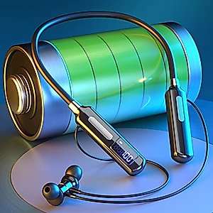 Gspmoly Halter Neck Sport Digital Display LED Earphone, Can Be Inserted Into The Card, Bluetooth Running Earphone in-Ear Noise Canceling Waterproof Headset for iOS/Android, Ideal Xmas Gift