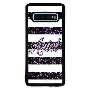 Purple Silver Bars Personalized Black Rubber Phone Case Compatible With Samsung Galaxy S23 S23+ Ultra S22 S22+ S21 S21FE S21+ S20FE S20+ S20 Note 20 S10 S10+ S10e