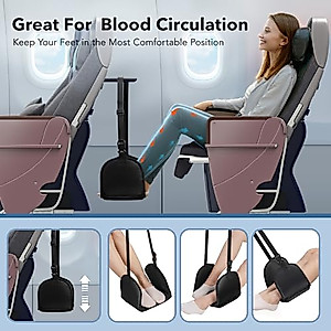 GobiSea Airplane Foot Rest Foot Hammock for Plane Travel - Portable Airplane Footrest Memory Foam Airplane Foot Hammock with Flat Rigid Base - Travel Essentials - Black