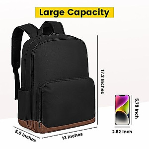 Vorspack Backpack for Women Men - Lightweight Bookbag with Padded Slot for Work College Travel - Black