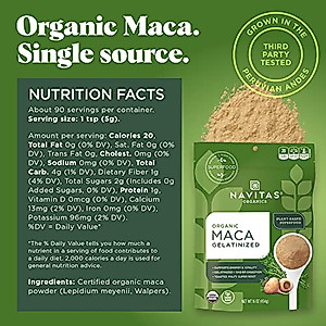 Navitas Organics Maca Gelatinized Powder, 16 oz. Bag, 90 Servings — Organic, Non-GMO, Glluten-Free (Pack of 1)