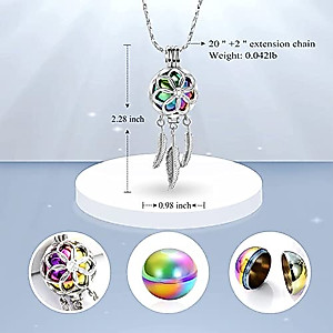 Imrsanl 2pcs Set Cremation Urn Pendant Necklace with Hollow Cylinder Vial Keepsake Dream Catcher Urn Cremation Jewelry Memorial Lockets for Ashes for Women Men - Colorful