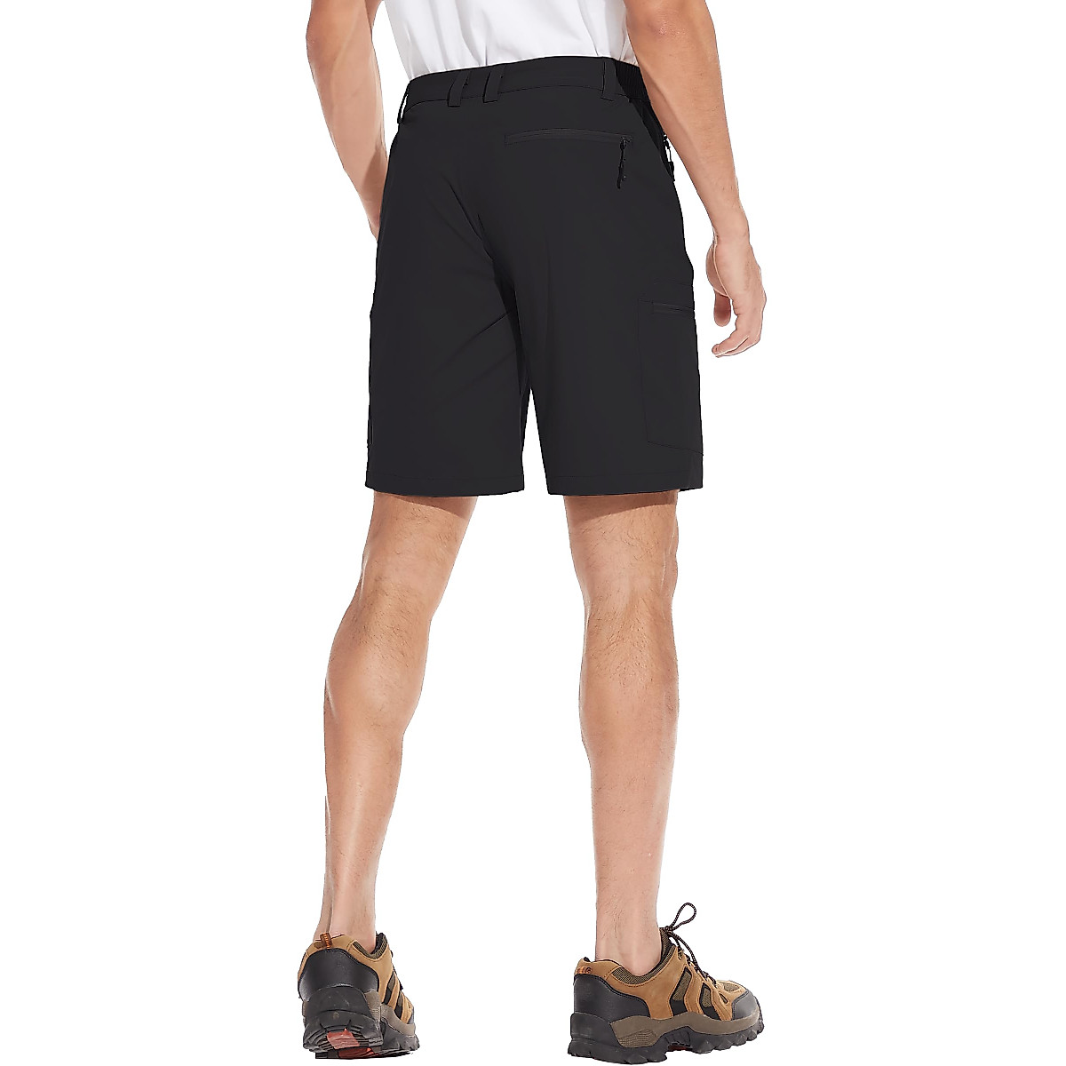 TACVASEN Mens Hiking Shorts Lightweight Quick Dry Black Cargo Fishing Shorts Water Resistant Golf Shorts with Pockets