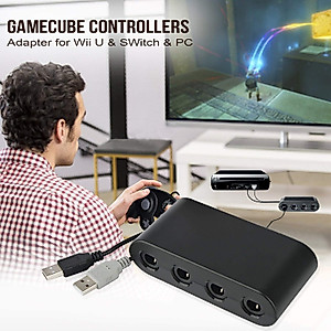 Wii U Controller Adapter, NGC Controller Adapter for Wii U,Nintendo Switch and PC USB.Easy to Plug and No Driver Need.4 Ports Turbo Button (Updated Version)