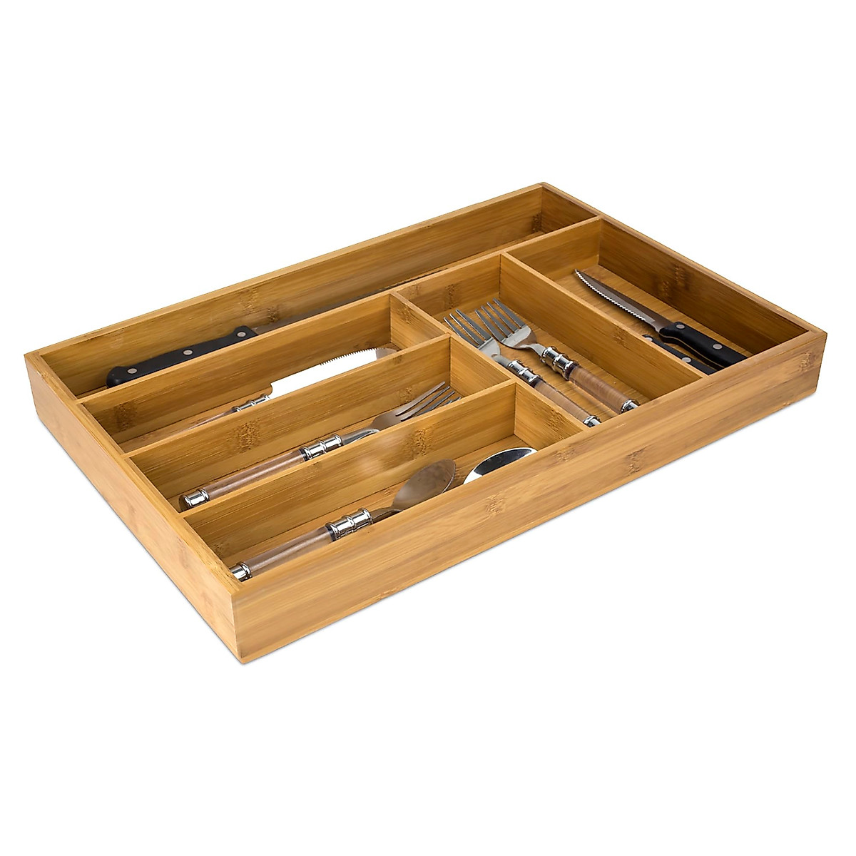 Home Basics CT44542 Bamboo Cutlery Tray Large, 10" x 2" x 14"