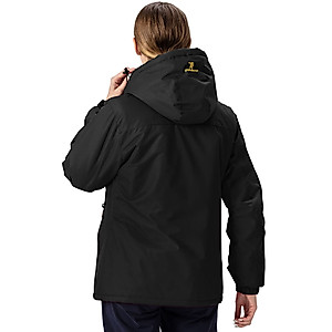 Rdruko Women's Waterproof Snowboard Jacket Windproof Warm Insulated Winter Ski Jacket Hooded(Black, US XL)