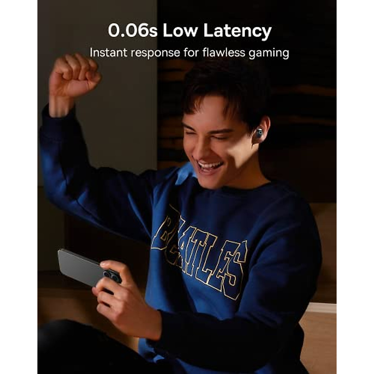 Baseus Wireless Earbuds, 50 Hrs Playback Bluetooth 5.3 Anti-Loss Bluetooth Headphones LED Power Display 60ms Low-Latency Fast-Charging in-Ear Earphone for iPhone and Android (Bowie WM02+)