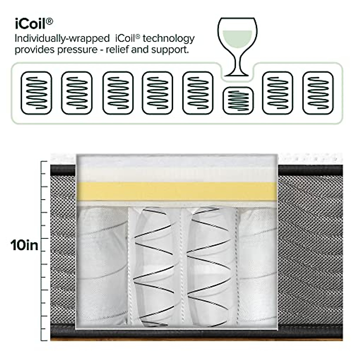 ZINUS 10 Inch Support Plus Pocket Spring Hybrid Mattress / Extra Firm Feel / Heavier Coils for Durable Support / Pocket Innersprings for Motion Isolation / Mattress-in-a-Box, Queen