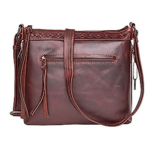 Lady Conceal Concealed Carry Faith Distressed Leather Crossbody (Dark Mahogany)