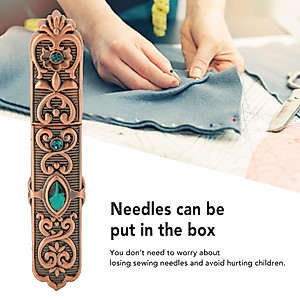 Vintage Design Sewing Needle Case with Zinc Alloy Needle Holder, Prevent Loss, Embroidery and Craft Art Work (Rose Gold)