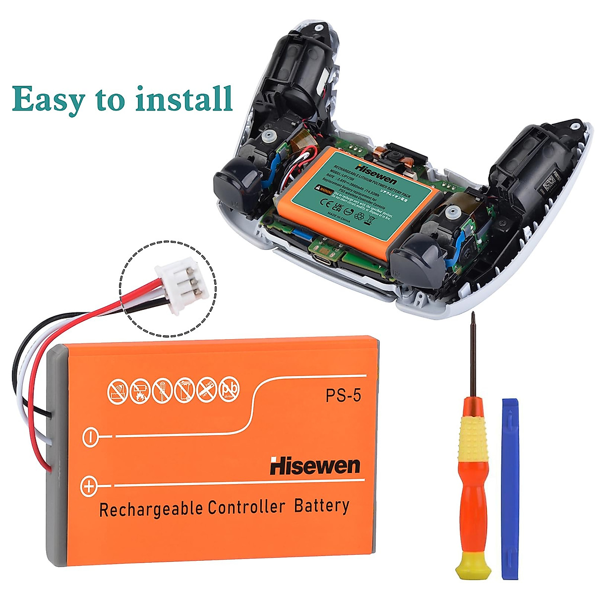 Hisewen PS5 Controller Battery, Upgraded 3980mAh LIP1708 PS5 Battery Pack for Sony Playstation 5 PS5 DualSense CFI-ZCT1W Wireless Controller