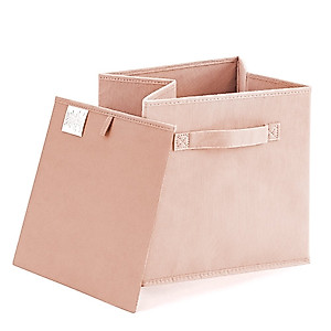 EZOWare Set of 12 Foldable Basket Bin Collapsible Storage Cube For Nursery, Kids Toys Organizer, Shelf Cabinet - ( Pale Dogwood + White )