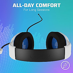 PDP AIRLITE Pro Wired Headset, Licensed Sony PlayStation 5, PlayStation 4, PS5/PS4/PS3/PC, Lightweight Durable Headphones, 3.5mm audio jack, Noise-canceling Flip-to-Mute Boom Mic, Frost White