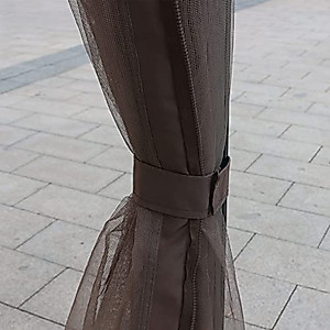 Garden lucky Replacement Gazebo Mosquito Netting 4 Panels for Patio Garden Backyard (10'x12', Brown, Only Netting)