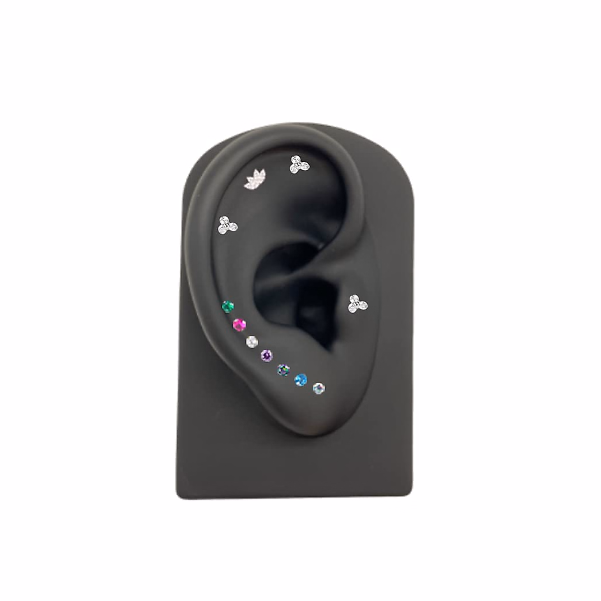 BelezaDosas G23 Titanium Labret Studs Threadless Push Back 16G Lip Tragus Helix Cartilage Earring Piercing Jewelry (1 pair Emerald)