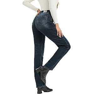 MetHera Women's Rolla Vintage High Rise Stretch Straight Leg Jeans (10, San Diego)