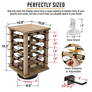 Fumingpal Wood Rotating Jewelry Storage Display, Rotating Jewelry Stand Earring Keychain Display Stand, Jewelry Display Stand for Vendors, Earring Display for Selling, Store, Showcase and Home
