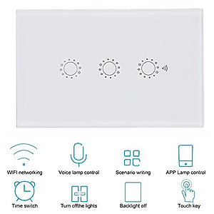 WiFi Smart Touch Panel Light Switch, Smart Switch Support Voice Control Phone APP Control Touch Control with Timing Function for Smart Home(White)