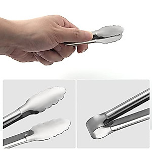 Serving Tongs,Buffet Tongs, ACAUTO Stainless Steel Food Tong Serving Tong Small Serving Tongs Stainless Steel Mini Appetizer Tongs, Set of 6 (5 Inch(12 Pack))