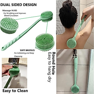 Cinlitek Silicone Body Scrubber, Long Handle Back Scrubber for Shower Brush,Exfoliating Body Scrubber, Shower Scrubber for Body Brush, Soft Silicone Bath Brush for Men,Women&Kids,with a Free Hook